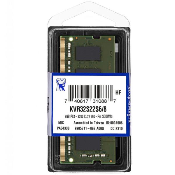 Memoria PC Kingston KVR 8GB 3200MHz 1RX16 DDR4 SODIMM – Arrichetta